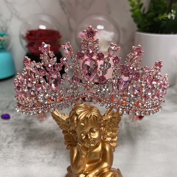 Accessories | Pink Rhinestone Tiara Headband Wedding Bride Princess ...